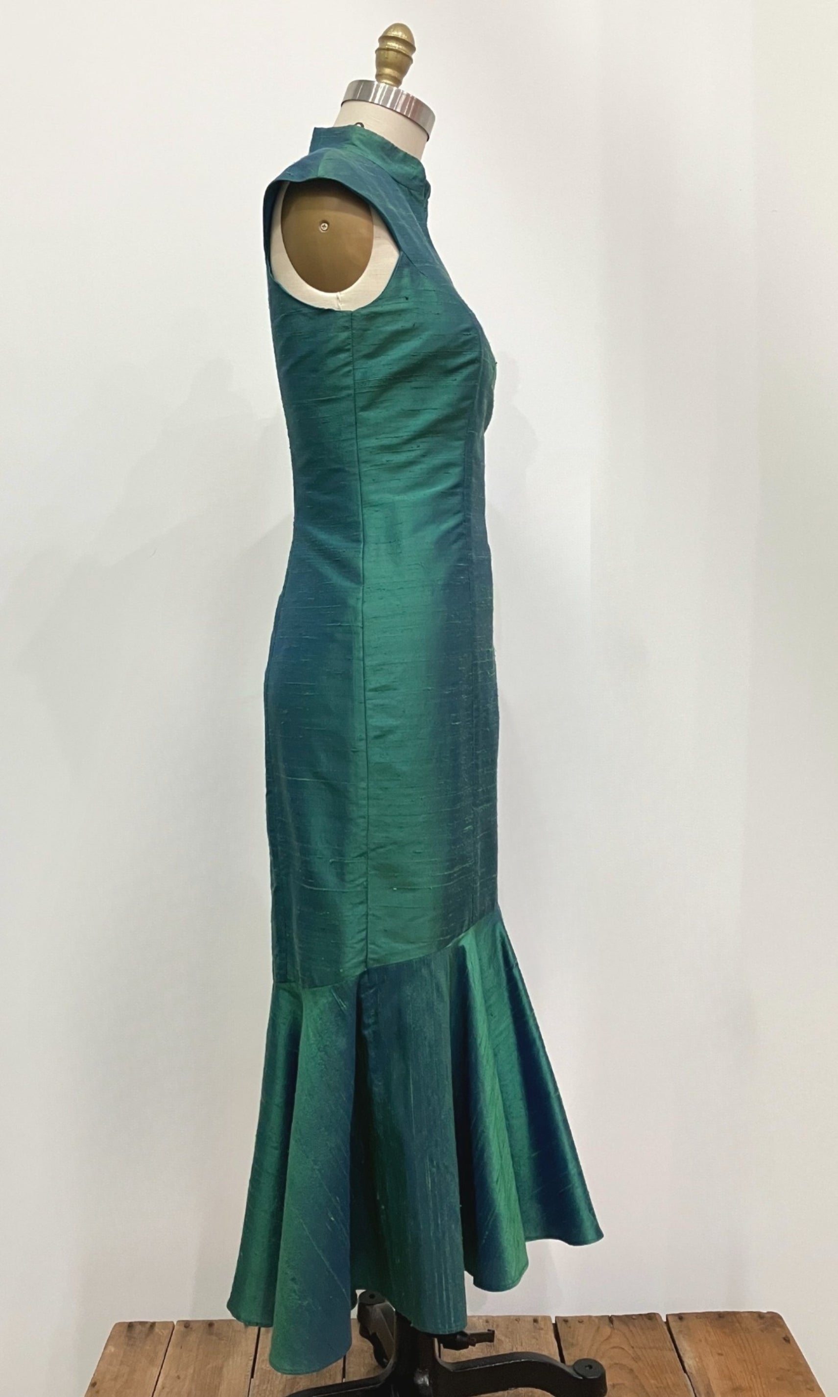 Teal Mandarin-collar "Tango" Dress, size Small – Kimera